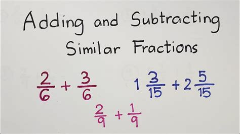 Adding And Subtracting Similar Fractions Fractions With Like