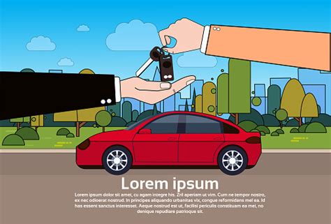 도 배경에서 차량에 자동차 딜러 에이전트 개념 새로운 소유자에 게 주는 키 구매 야외에 대한 스톡 벡터 아트 및 기타 이미지 야외 자동차 대리점 2명 Istock