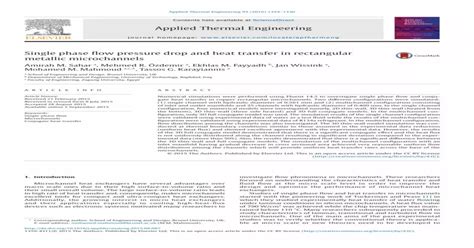 Single Phase Flow Pressure Drop And Heat Transfer In Rectangular