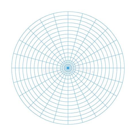 Polar Coordinate Circular Grid Isolated On White Background 360 Degrees Scale Blank Polar