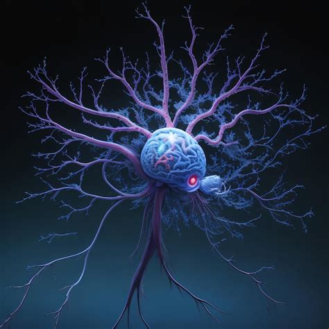 Premium Ai Image 3d Head And Brain Neuron With Lightning Background