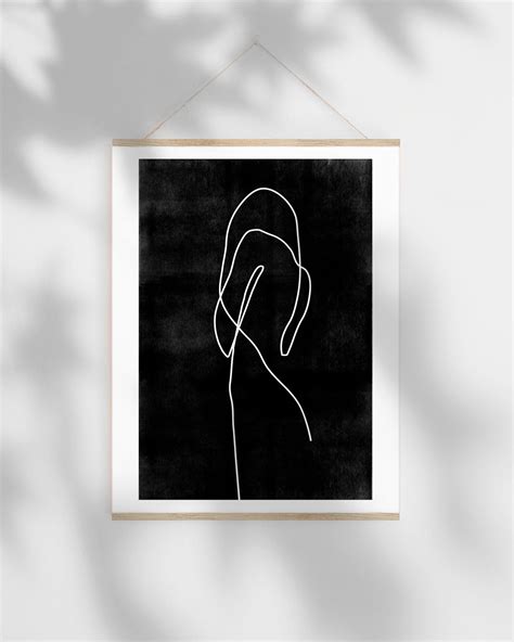 One Line Nude Abstract Sketch Line Drawing Print Woodblock Etsy