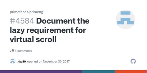 Document The Lazy Requirement For Virtual Scroll · Issue 4584 · Primefacesprimeng · Github