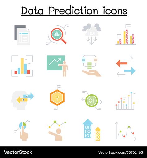 Data Prediction Icon Set In Flat Color Style Vector Image Data Prediction Icon Set In Flat Color Style Vector Image