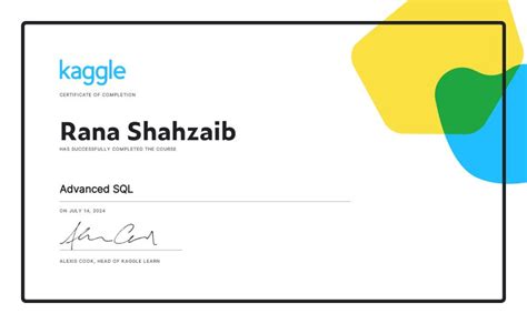 Sql Kaggle Datascience Advancedsql Certification Keeplearning