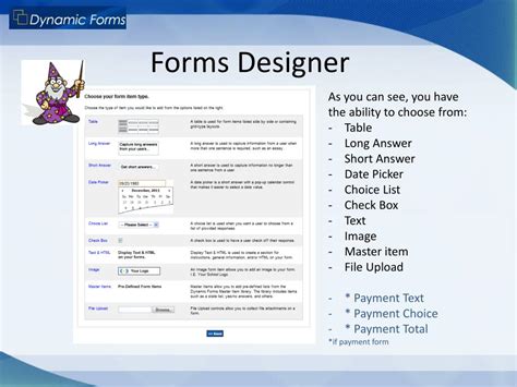 Ppt Dynamic Forms Designing Forms Forms Basics Powerpoint