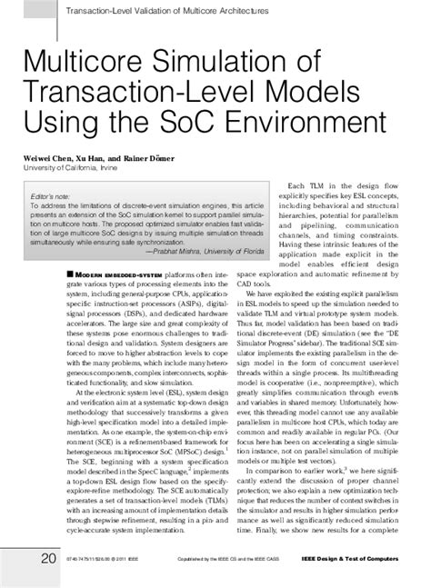 Pdf Multicore Simulation Of Transaction Level Models Using The Soc