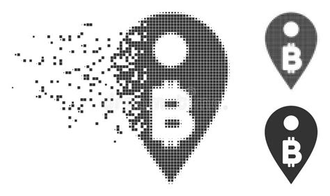 Bitcoin Map Marker Shredded Pixel Halftone Icon Stock Vector