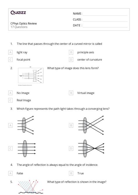 50 Geometric Optics Worksheets For 9th Year On Quizizz Free And Printable