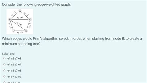 Solved Consider The Following Edge Weighted Graph Which
