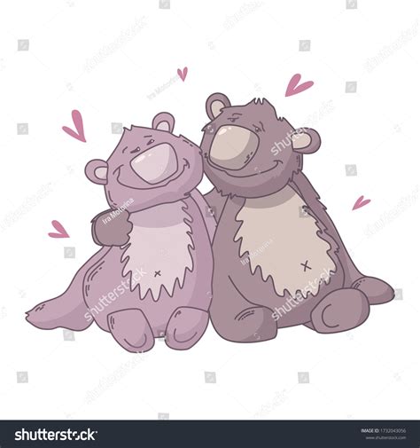 Couple Two Cute Bears Love Vector Stock Vector Royalty Free 1732043056 Shutterstock