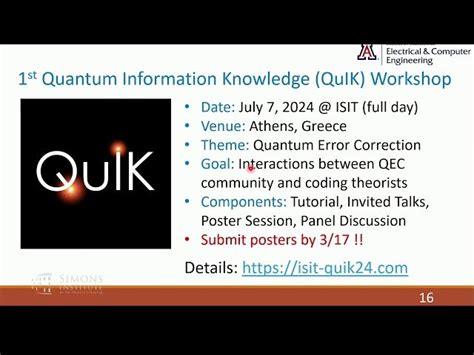 Free Video Algebraic Coding Problems From Quantum Fault Tolerance From Simons Institute Class