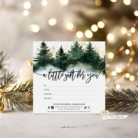 Editable Winter Forest T Certificate Template Holiday Printable T