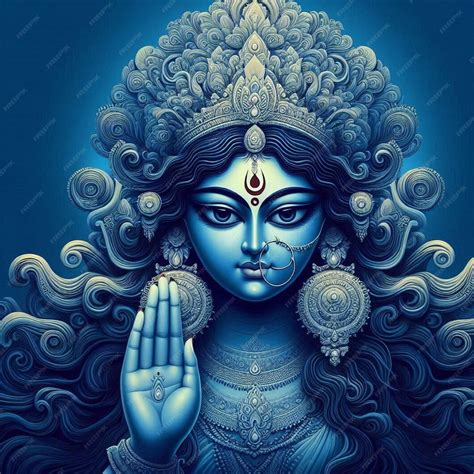 Debi Durga Mas Face Is A Symbol Of Divine Beauty Premium Ai Generated Image