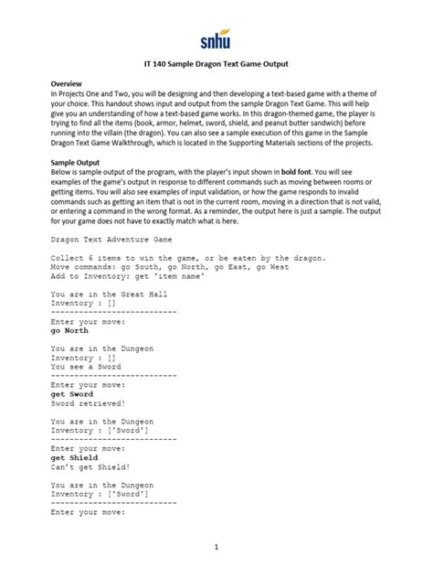It 140 Sample Dragon Text Game Output Pdf
