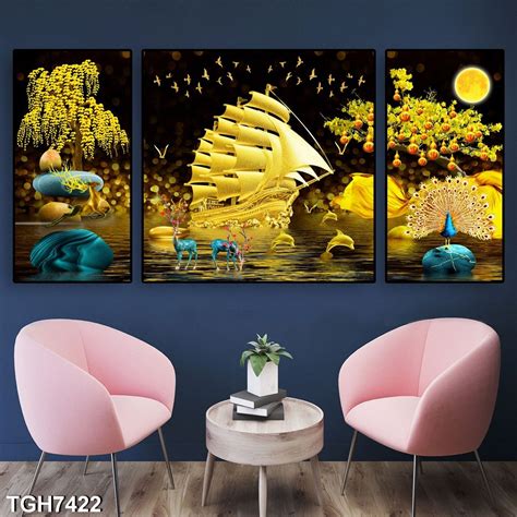 Tranh tráng gương thuận buồm xuôi gió cao cấp trang trí phòng khách phòng ngủ cầu thang