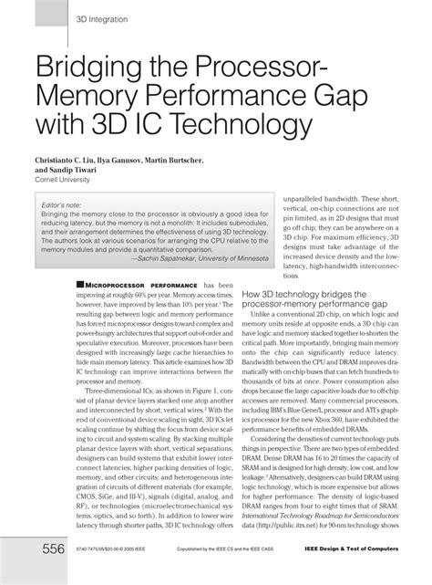 Pdf Bridging The Processor Memory Performance Gapwith 3d Ic Technology