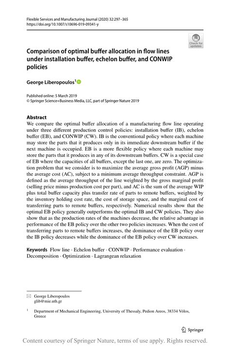 Comparison Of Optimal Buffer Allocation In Flow Lines Under