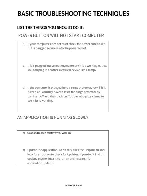 Basic Computer Troubleshooting Techniques 1 25 19 Pdf Ibm Pc