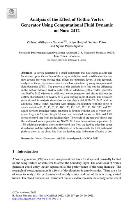 Pdf Analysis Of The Effect Of Gothic Vortex Generator Using Computational Fluid Dynamic On