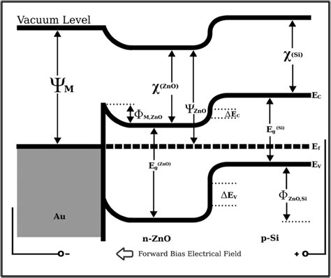 Qualitative Energy Band Diagram Of Heterostructure Of Au N Zno P Si Al Download Scientific