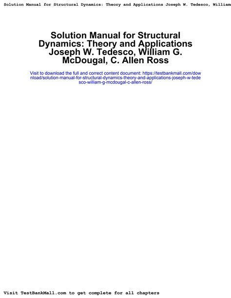 solution manual for structural dynamics theory and applications joseph