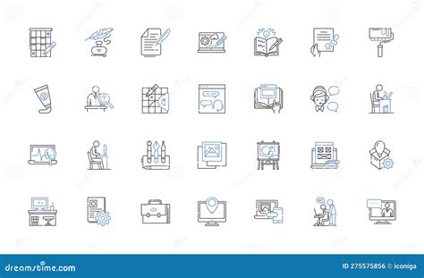 Operational Blueprint Line Icons Collection Efficiency Process Standardization Optimization