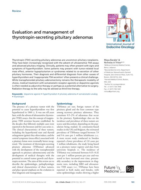 Pdf Evaluation And Management Of Thyrotropin Secreting Pituitary Adenomas