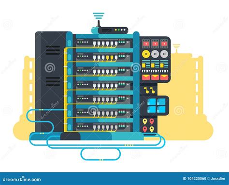 Server Data Center Design Flat Stock Vector Illustration Of Hardware Connect 104220060