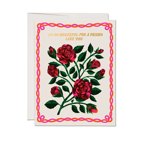 Grateful Roses Greeting Card Red Cap Cards