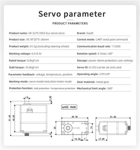 Xiaor Geek 35kg Large Torque Metal Shell Serial Bus Servo Xr S270 Seri