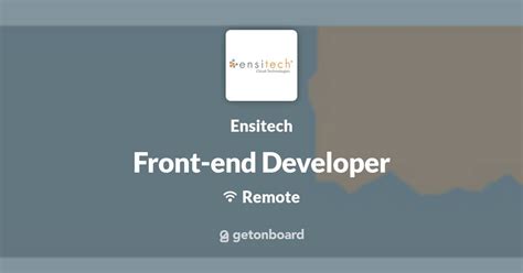 Front End Developer At Ensitech Remote Work From Home Get On Board
