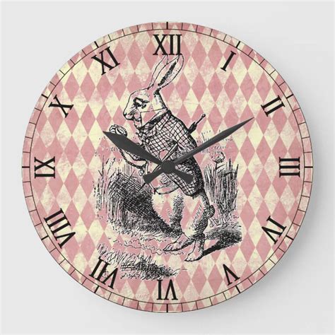 White Rabbit Pink Diamonds Wall Clock Zazzle