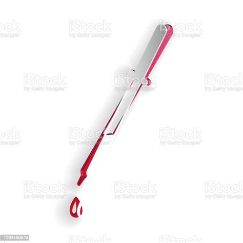 흰색 배경에 격리된 파이펫 아이콘을 용지 잘라냅니다 의료 화학 실험실 장비의 요소 드롭 파이펫 의학 기호 종이 아트 스타일 벡터 건강 검진에 대한 스톡 벡터 아트 및 기타