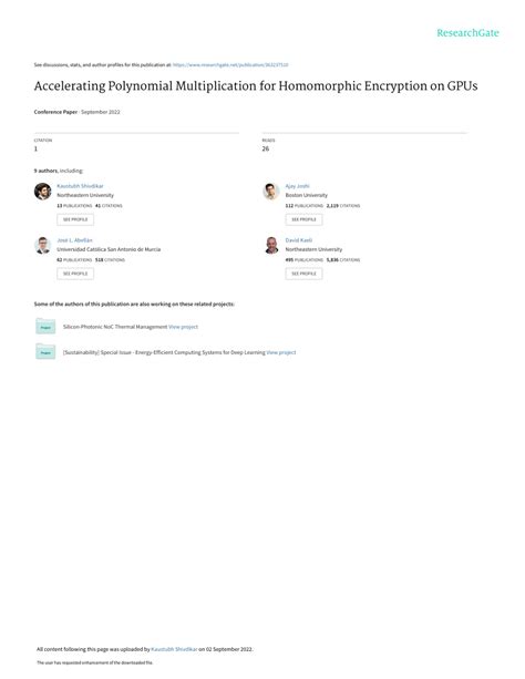 pdf accelerating polynomial multiplication for homomorphic encryption