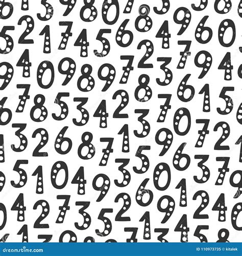 Vector Seamless Pattern With Numbers In Random Order Stock Vector