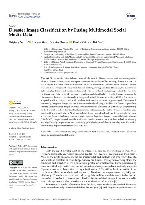 Pdf Disaster Image Classification By Fusing Multimodal Social Media Data