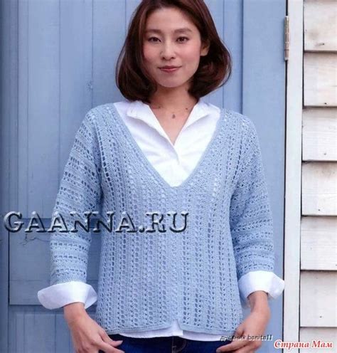 Стильный пуловер связанный поперек крючком Вязаный крючком свитер Связанные крючком топы