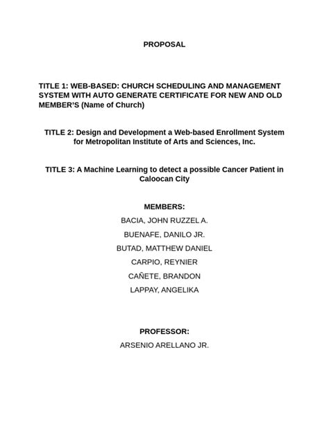 Software Engineering Title Proposal Group 1 Wednesday 6 9 Pm Pdf Usability Machine Learning