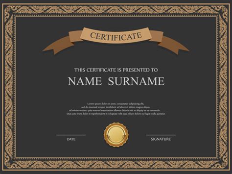 Certificates Ornate Design Vector Template 04 Free Download