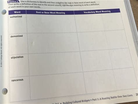 Solved Practice 2 Use A Dictionary To Identify And Then Underline The