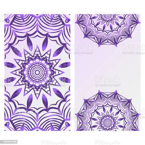 만다라 꽃 패턴으로 초대 또는 카드 템플릿 결혼식 인사말 카드 생일 초대장 전면 및 후면입니다 벡터 일러스트 레이 션 Empire에 대한 스톡 벡터 아트 및 기타 이미지