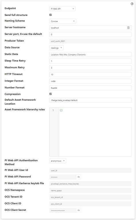 PI Web API OMF Endpoint Fledge Documentation