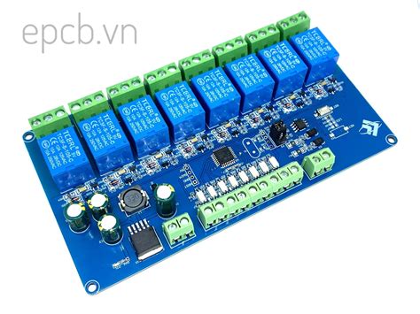 Mạch Relay 8 Kênh Giao Tiếp Rs485 Modbus Rtu Kết Nối Plc
