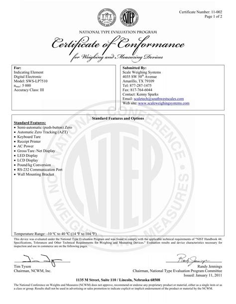View The Display Ntep Certificate