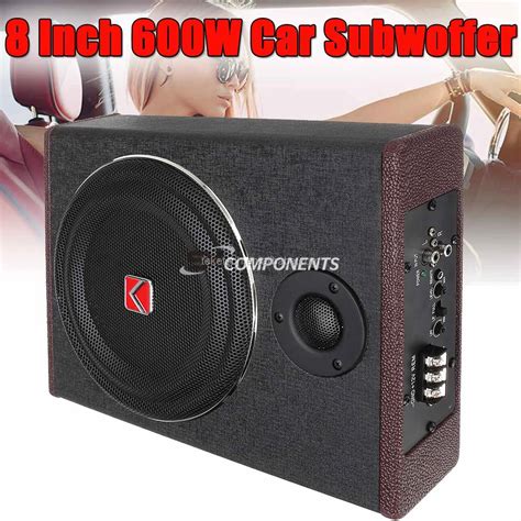 8 인치 600w 자동차 서브 우퍼 스피커 액티브 서브 우퍼 자동차 시트 아래 슬림 서브 우퍼 Amp 슈퍼베이스 자동차 앰프 8 인치 서브 우퍼
