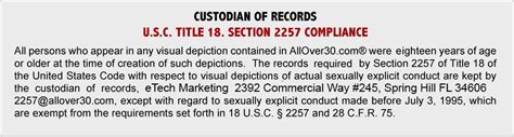Allover30® 18 U S C 2257 Record Keeping Requirements Compliance Statement