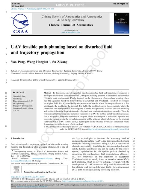 PDF UAV Feasible Path Planning Based On Disturbed Fluid And