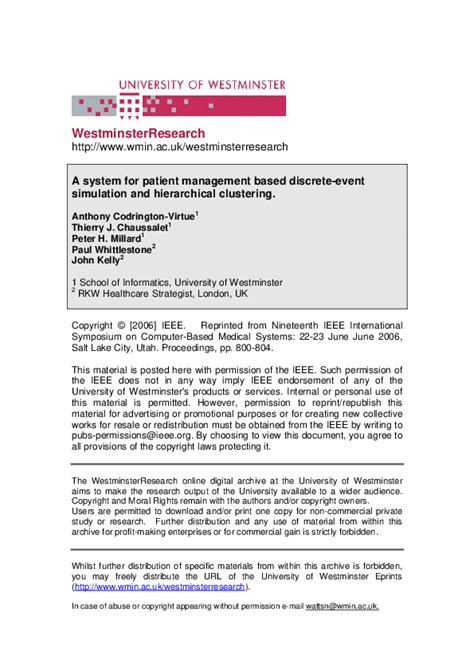 Pdf A System For Patient Management Based Discrete Event Simulation