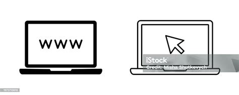 Laptop Computer Icon Notebook With Pointer Mouse Arrow Cursor Clicking On Screen Computer Icon